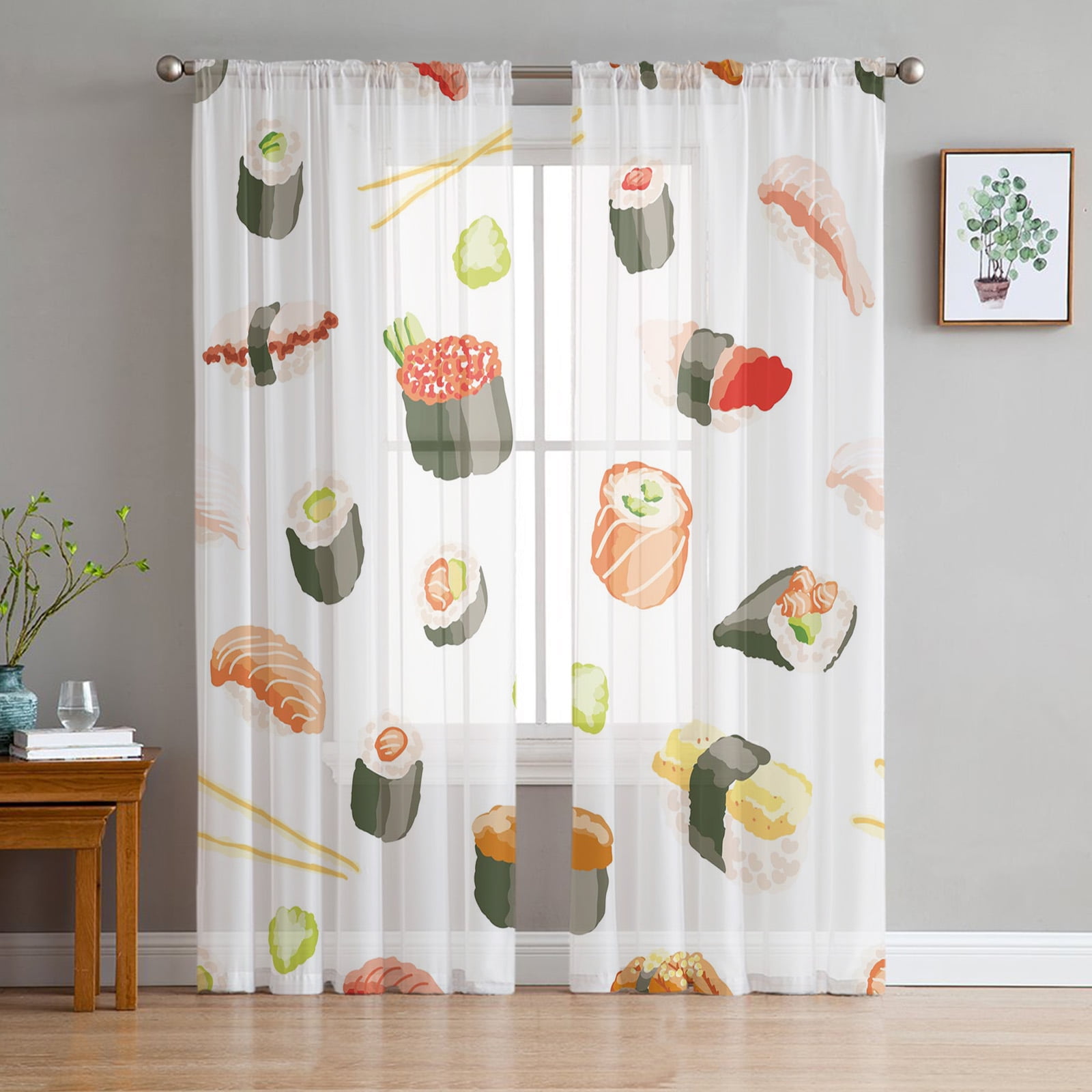 Fast Food Set Tulle Curtains For Living Room Sheer Curtain Bedroom Veil ...