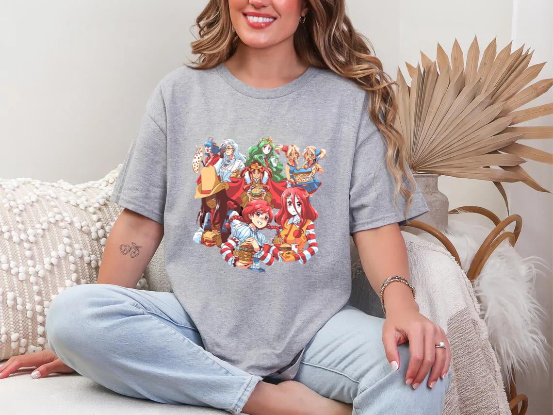 Fast Food Waifus Cute Anime Combo Art T-Shirt, for men & women, up to ...