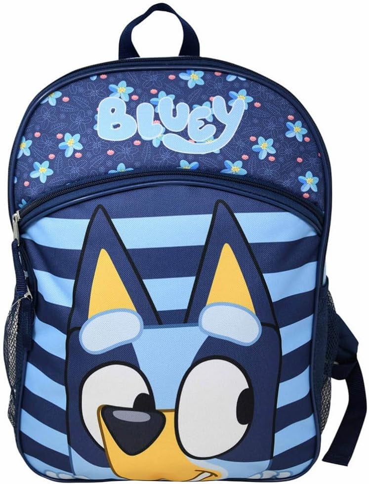 Fast Forward Bluey Kids 16" Backpack, Navy Blue with Floral Pattern ...