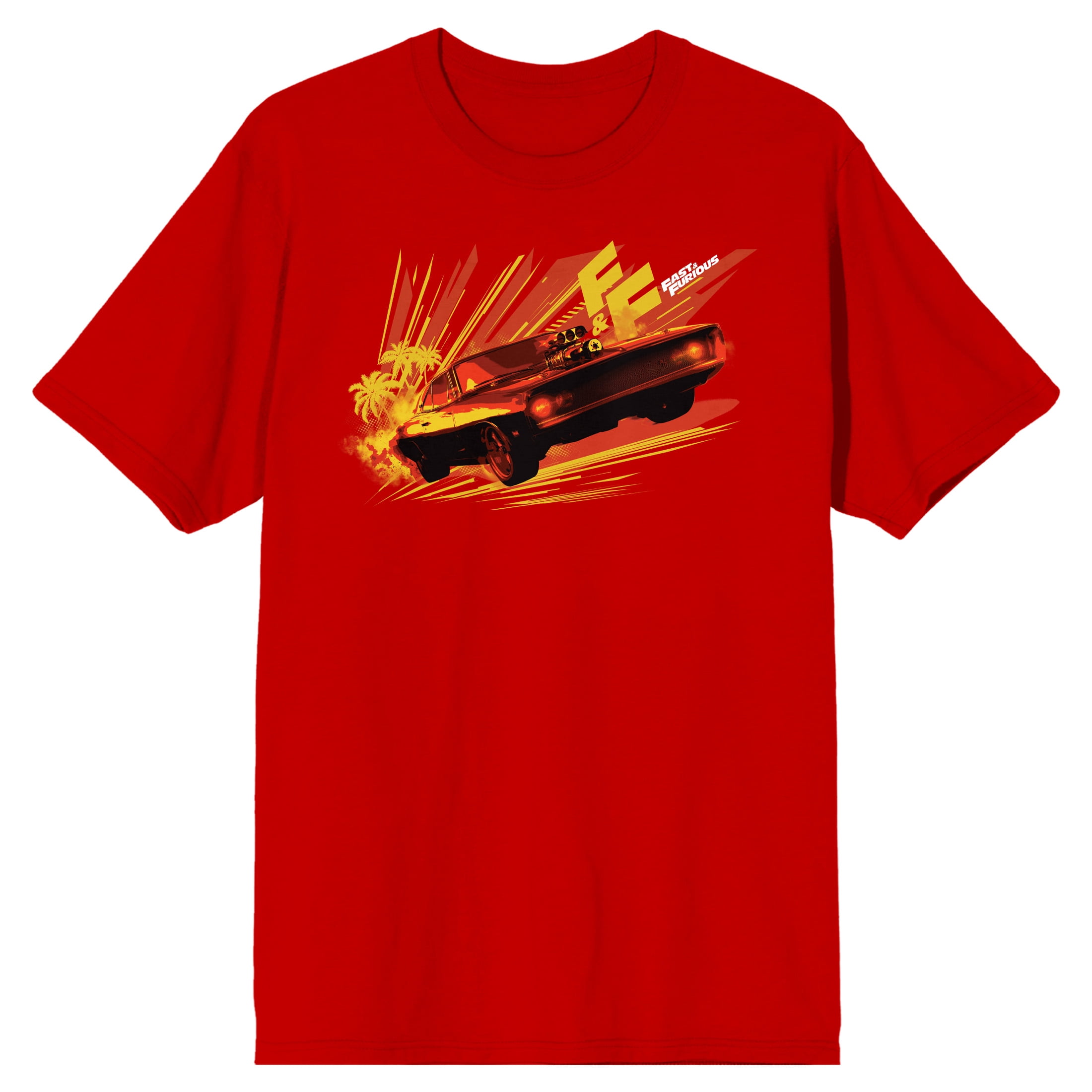 Fast & Furious Bold Title and Racing Car Men's Red Short Sleeve Tee-L ...