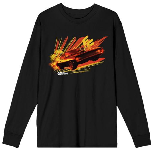 Fast & Furious Car Racing Adult Black Crew Neck Long Sleeve Tee-3XL ...