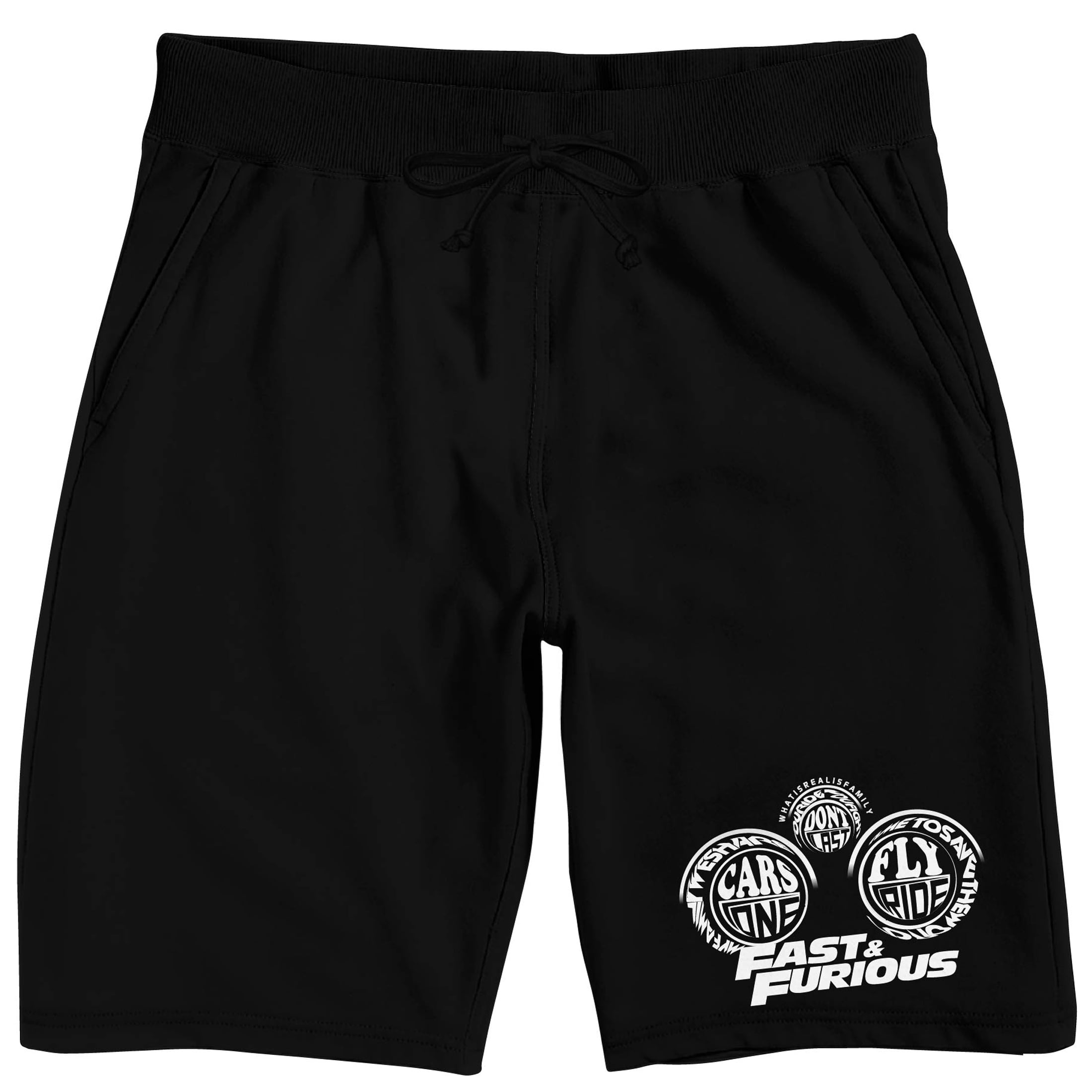 Fast & Furious Circle Text & Logo Men's Black Sleep Pajama Shorts ...