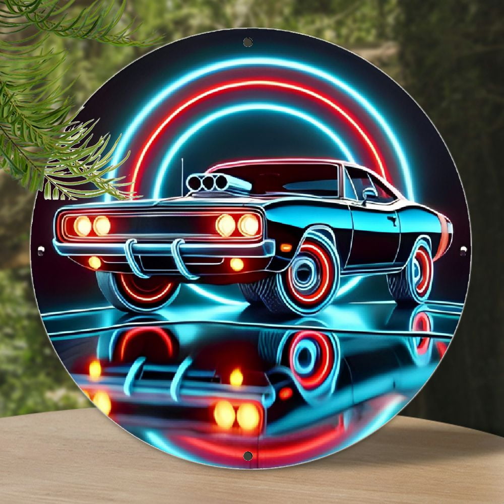 Fast & Furious Speed Car Design Aluminum Sign, 8x8 inch Round Metal ...