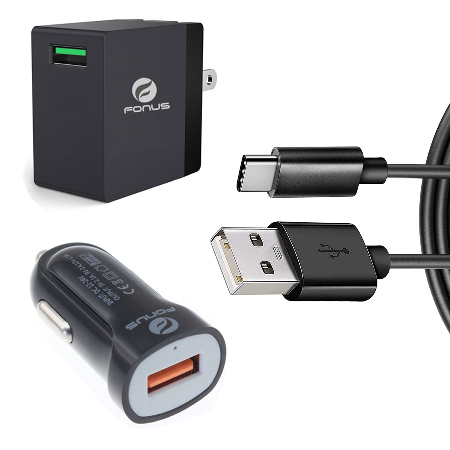 Fast Home Car Charger for OnePlus Nord N100 - USB Cable Type-C 6ft Long ...