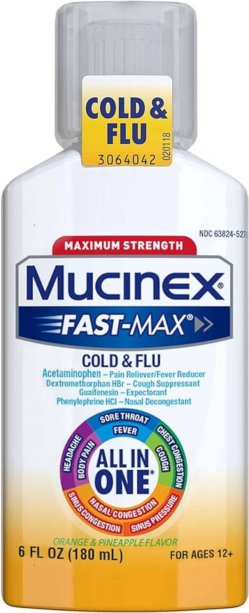 Fast-Max Maximum Strength All-In-One Cold & Flu, Orange & Pine apple ...