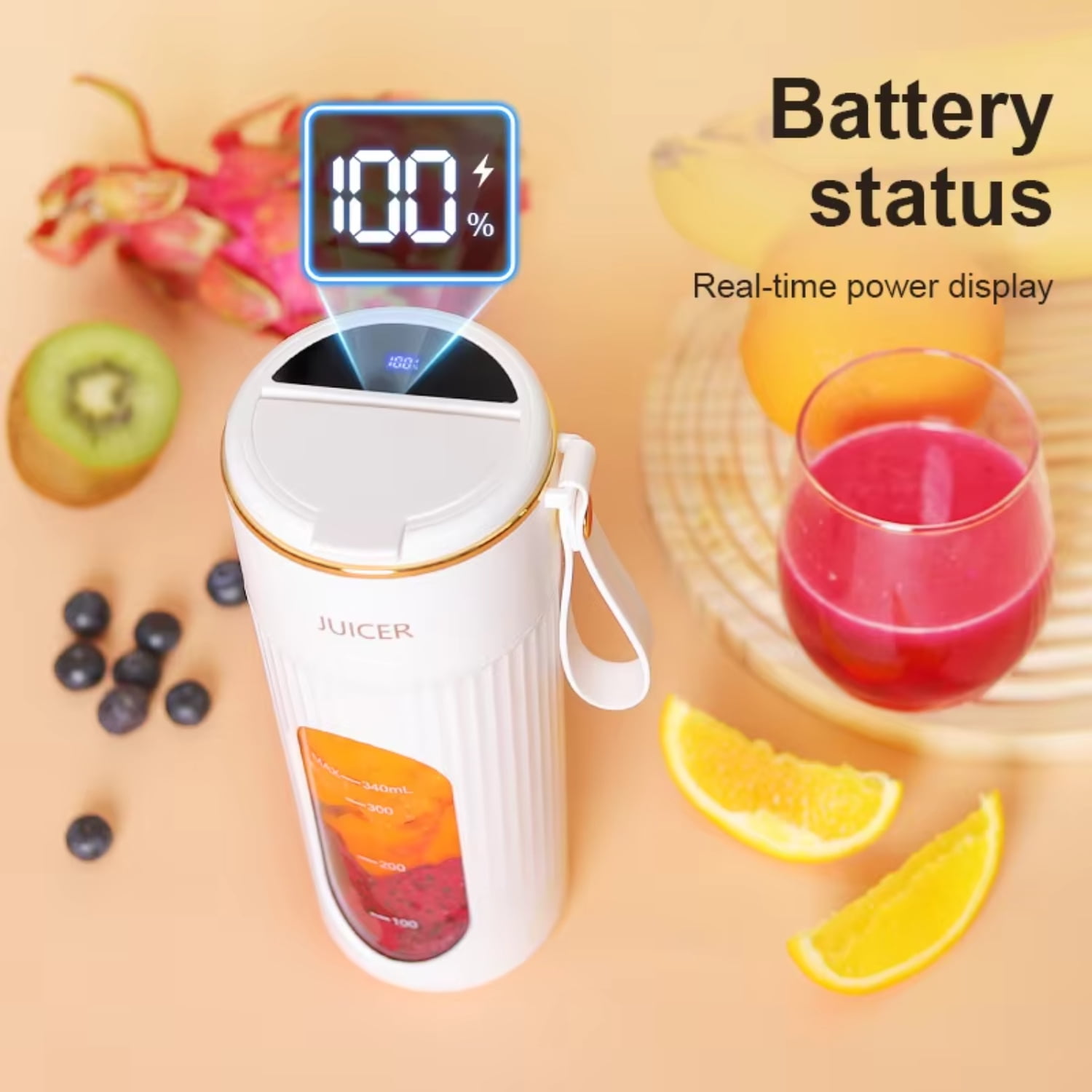 Fast Mixing 14-blades Rechargeable Portable Juice Machine with 2400mAh ...
