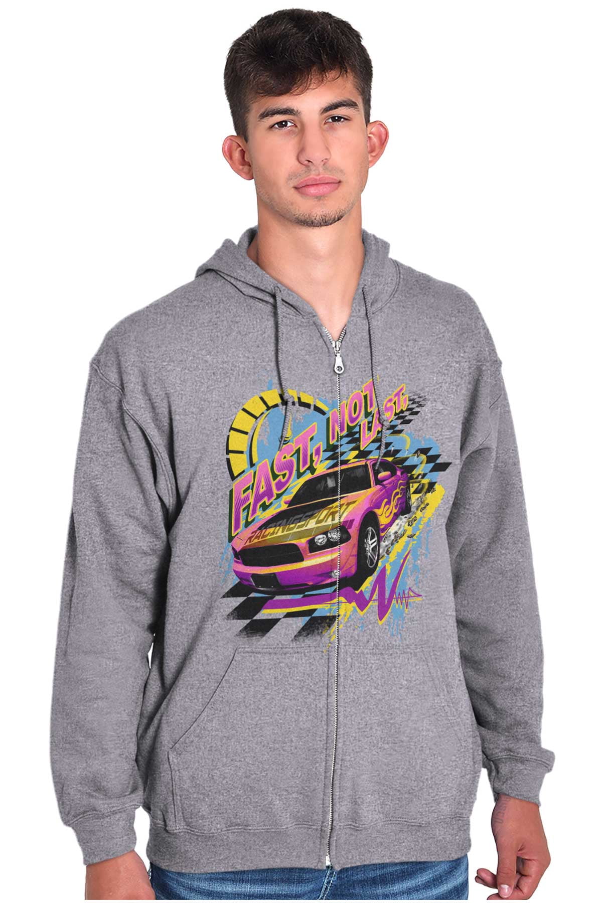 Fast Not Last Racecar Speedometer Zip Up Hoodie Men's Women's Brisco ...