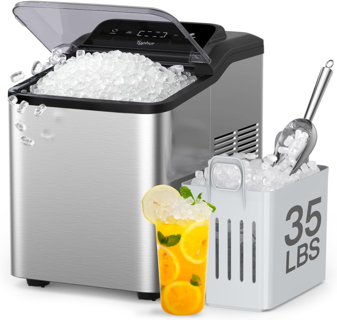 Fast Nugt Ice Maker Countertop with Self-Cleaning Pump, 35lbs/24H ...