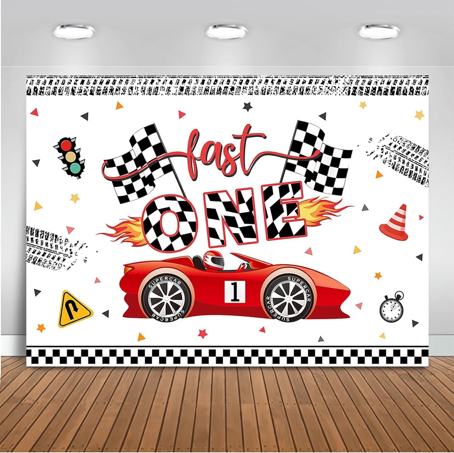 Fast One Birthday Backdrop Racing Car 1st Birthday Party Decor Supplies ...