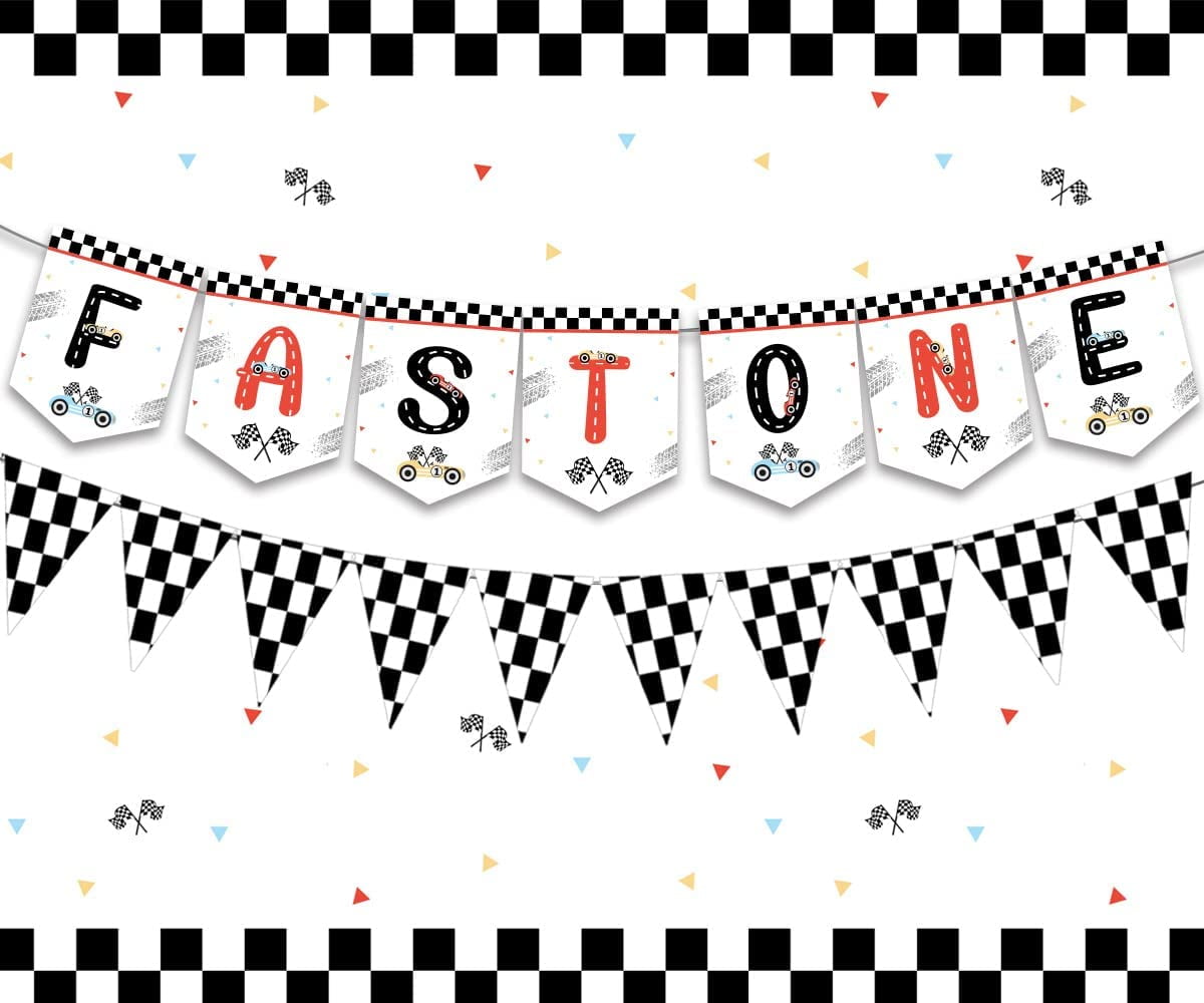 Fast One Birthday Banner, Race Car Themed First Birthday Party ...