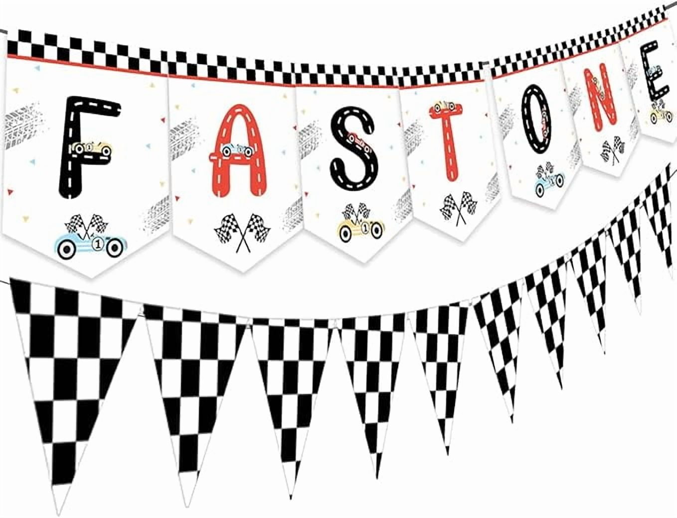 Fast One Birthday Banner, Race Car Themed First Birthday Party ...