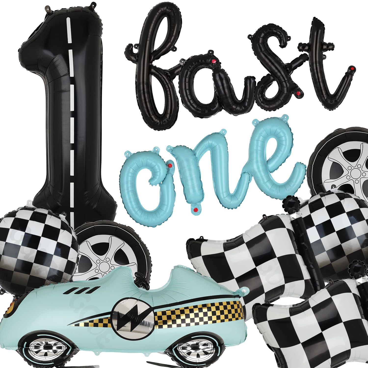 Fast One Birthday Decorations 40 Inch KKS1 Racetrack Number Balloons 1 ...