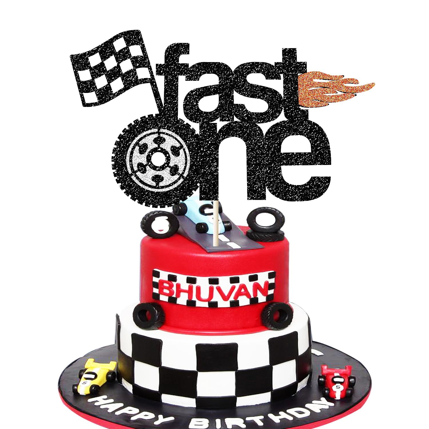 Fast One Cake Topper DHF10 Racing 1st Birthday Cake Topper Glitter 1st ...