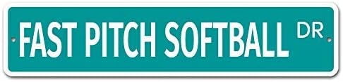 Fast Pitch Softball Sign 16x6 inch Novelty Street Sign Wall Decor Metal ...