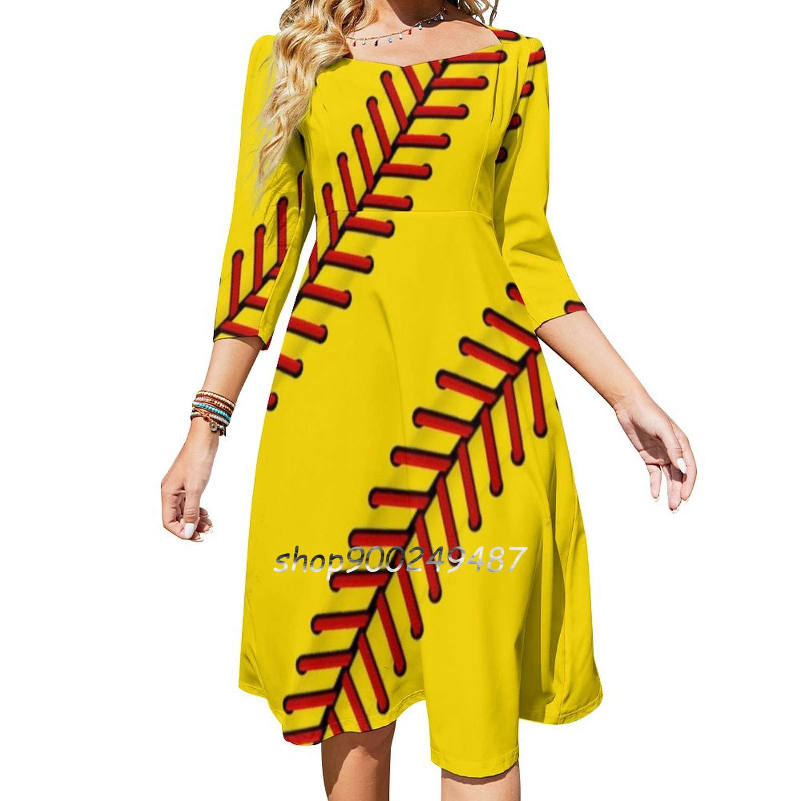 Fast Pitch Softball Sweet Elegant Dress Women Korean Kawaii Square ...