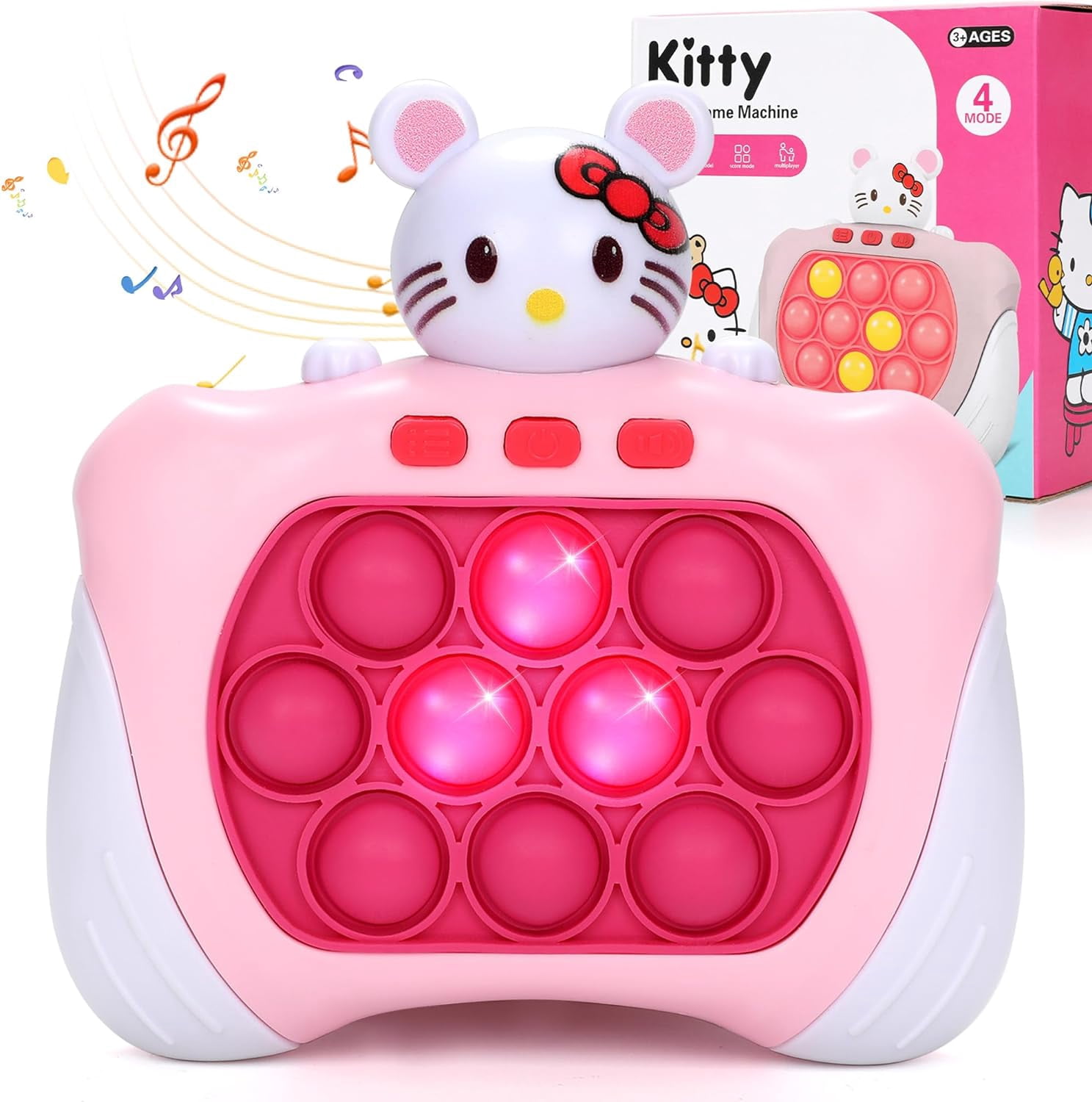 Fast Push Game Fidget Toys - Pink Cat Themed Pop Game Handheld Bubble Game Console Light up Pop ...