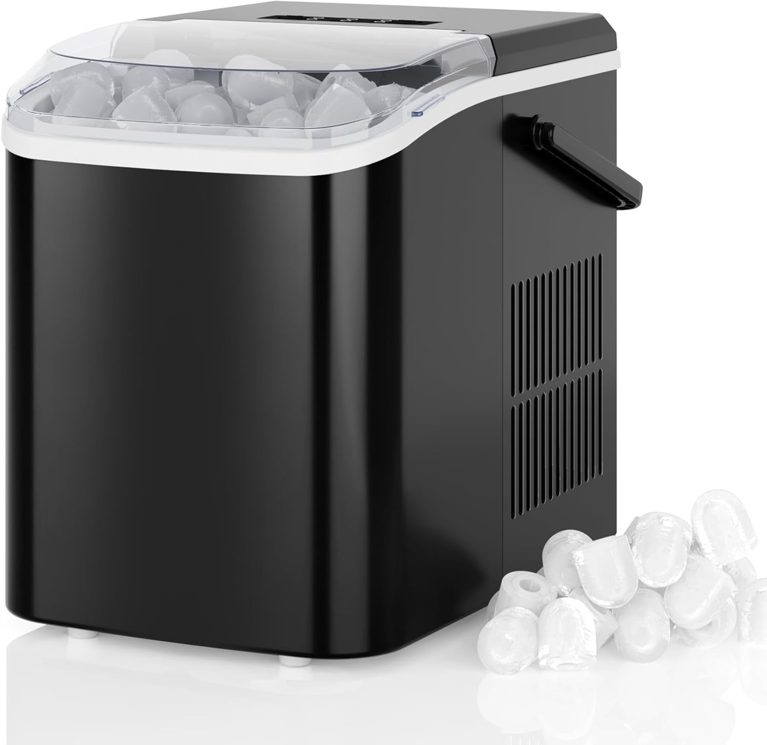 Fast & Quiet Ice Maker for Countertop – 9 Bullet Cubes in 6 Mins, 26lbs ...