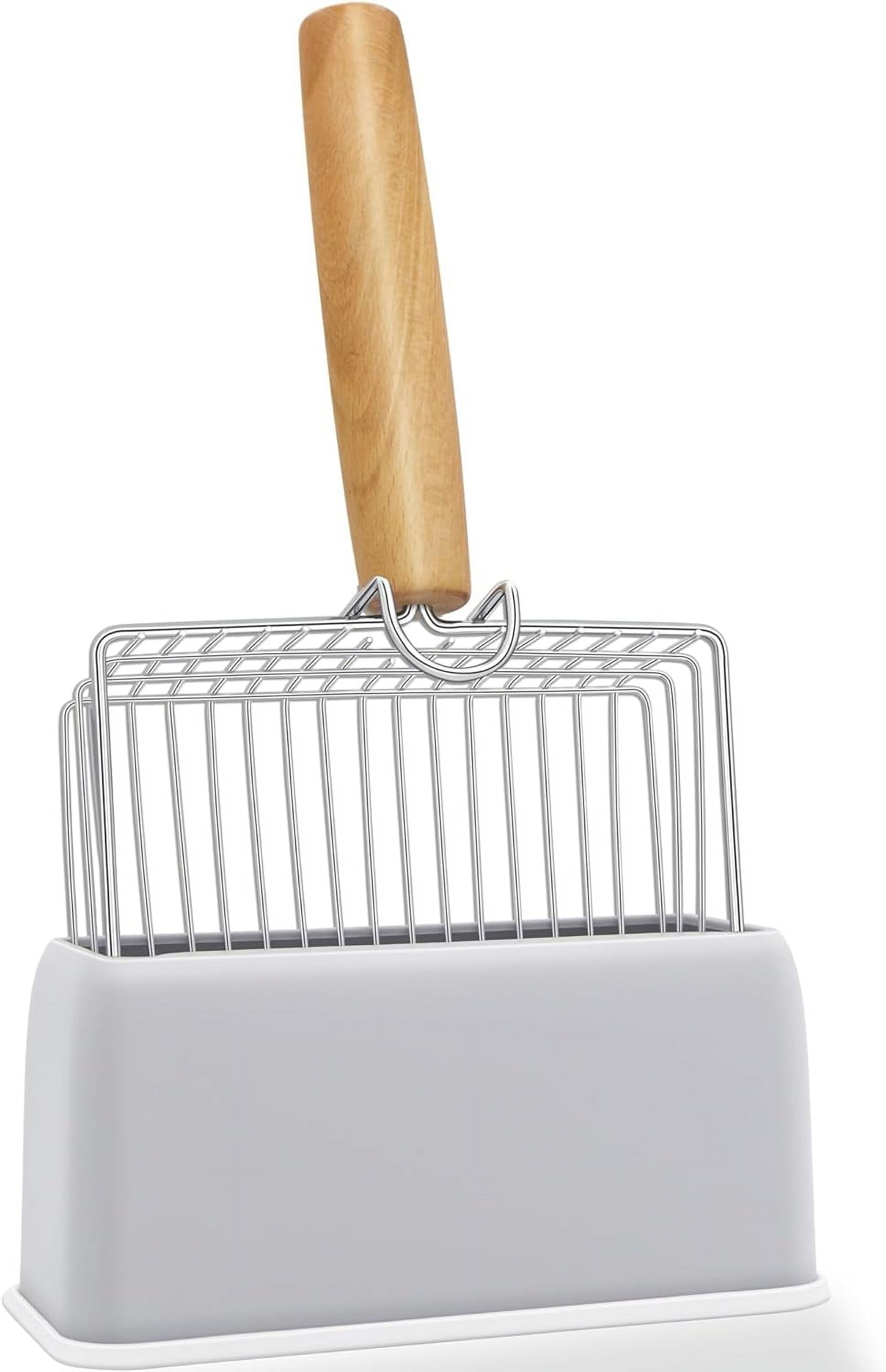 Fast Sifting Cat Litter Scoop with Holder Stand, Stainless Steel Poop ...