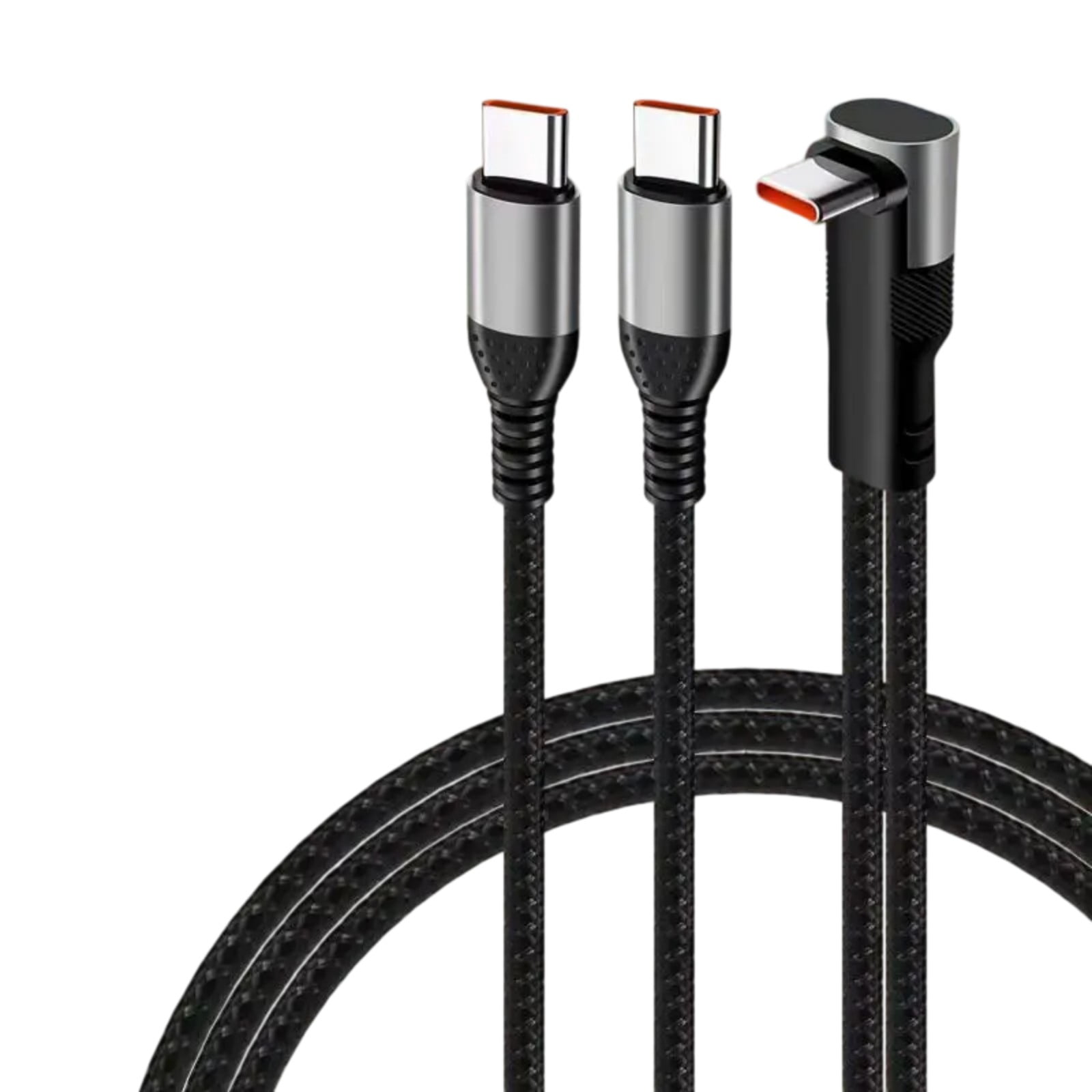 Fast Speed 66W 2 in 1 Charging Cable Nylon Braided Data Line For Type C ...
