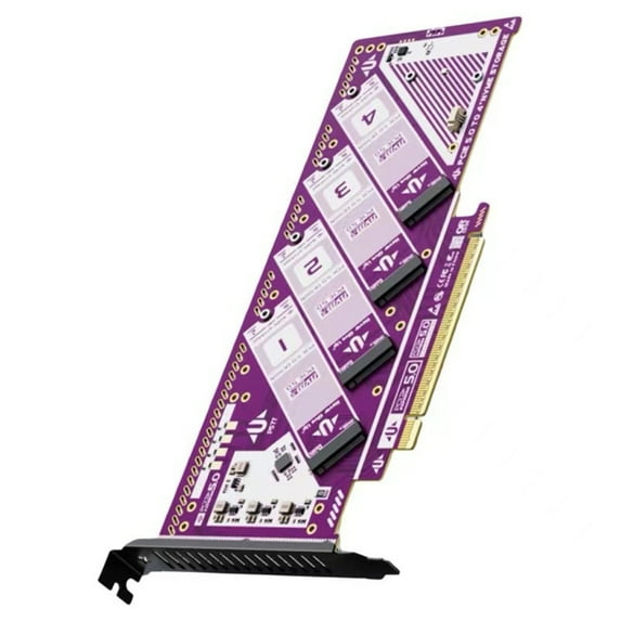 Fast Speed PCIe 5.0 x16 Adapter Card 4 Slots Multiple Size HDDs ...