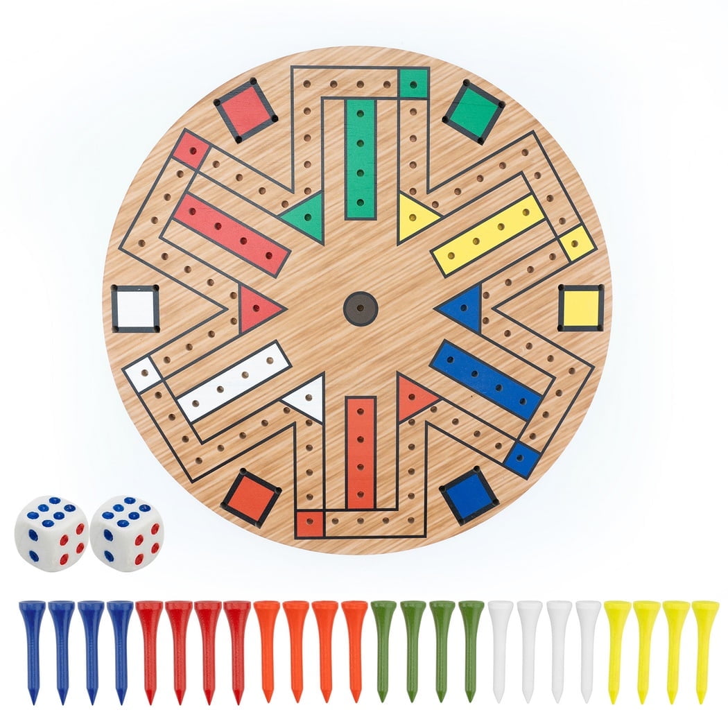 Fast Track Board Game for 6 Players - Wooden Peg Game with 24 Pegs, Peg ...