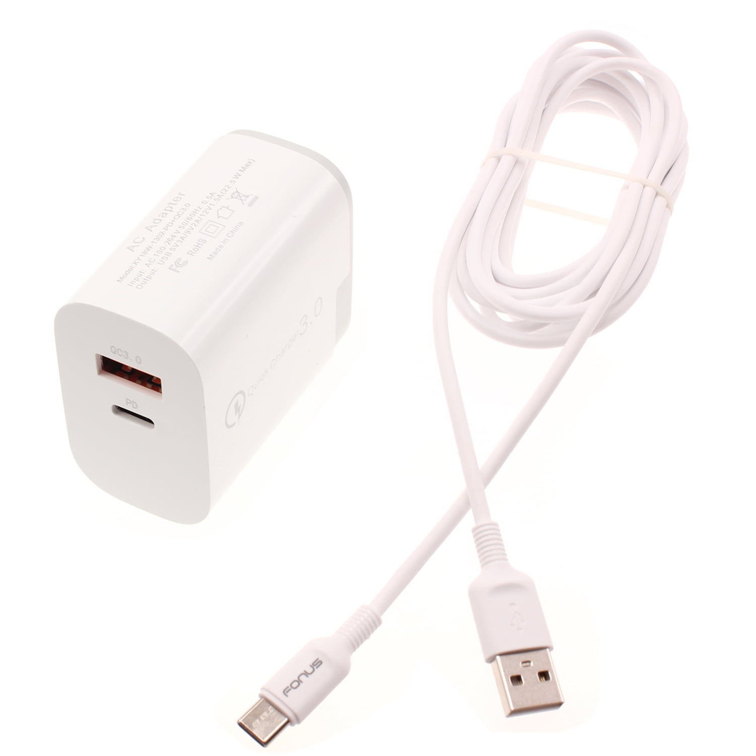 Fast Type-C 36W PD Home Charger for TCL 50 XE NXTPAPER 5G, TCL 50 XL 5G 6ft Long Cable USB-C ...