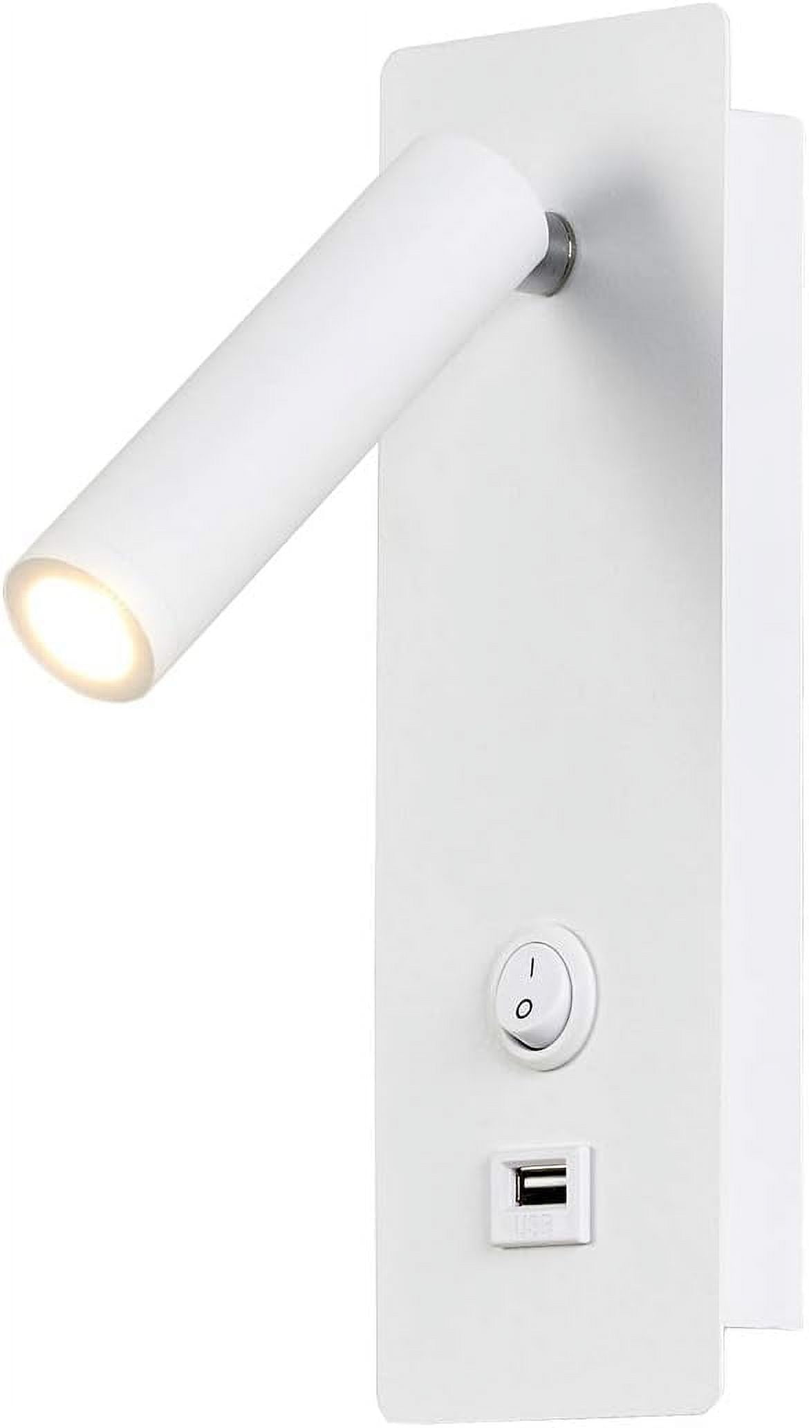 Fast USB Charging Ports Wall Lamp, 5-100% Dimmable Reading Light, White ...