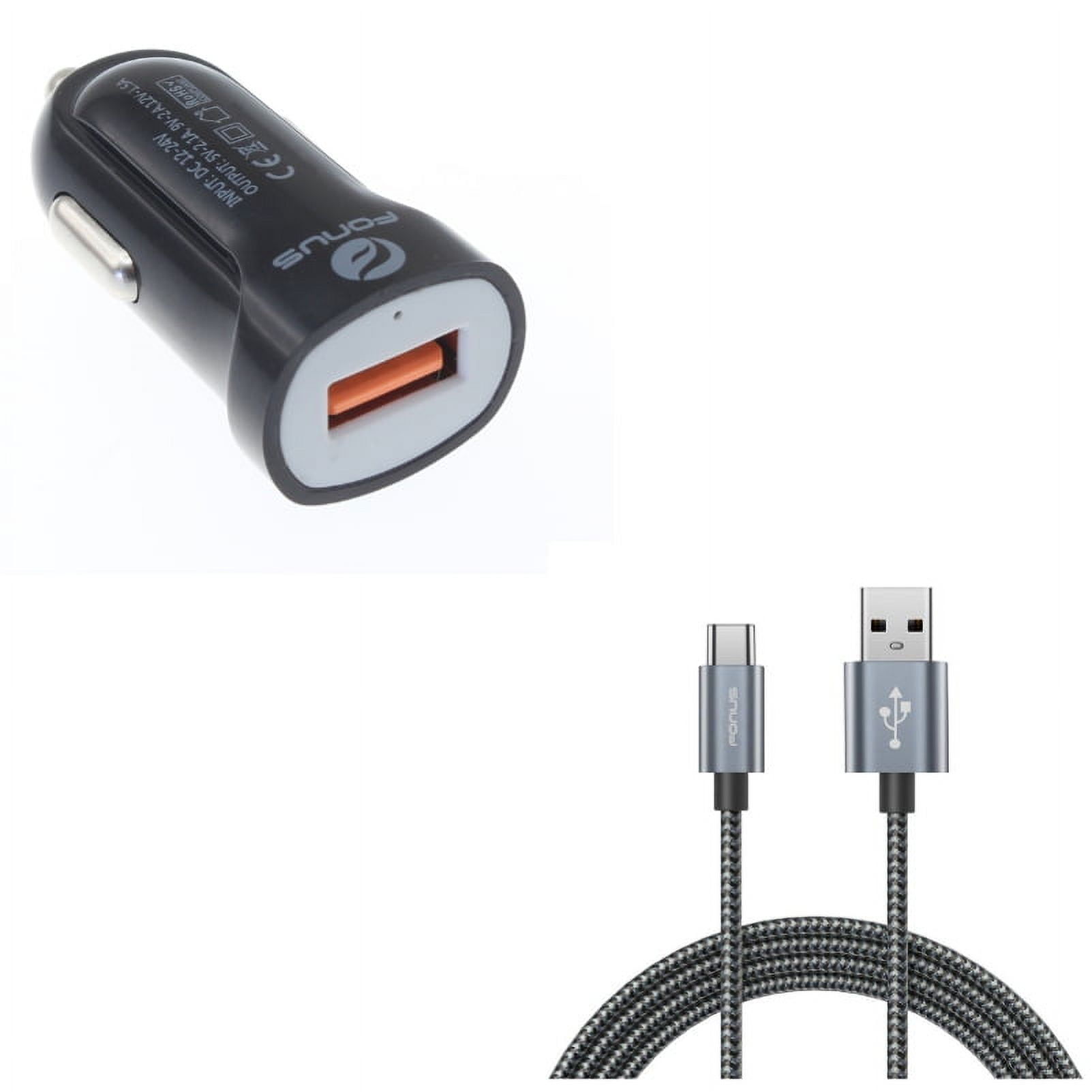 Fast USB Port 18W Car Charger w Charger Cord Type-C 6ft USB Cable Q3Z ...