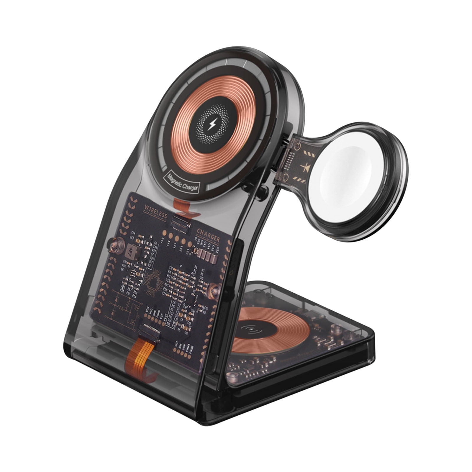 Fast Wireless Charging, Transparent Magnetic 3 in 1 Wireless Charger ...