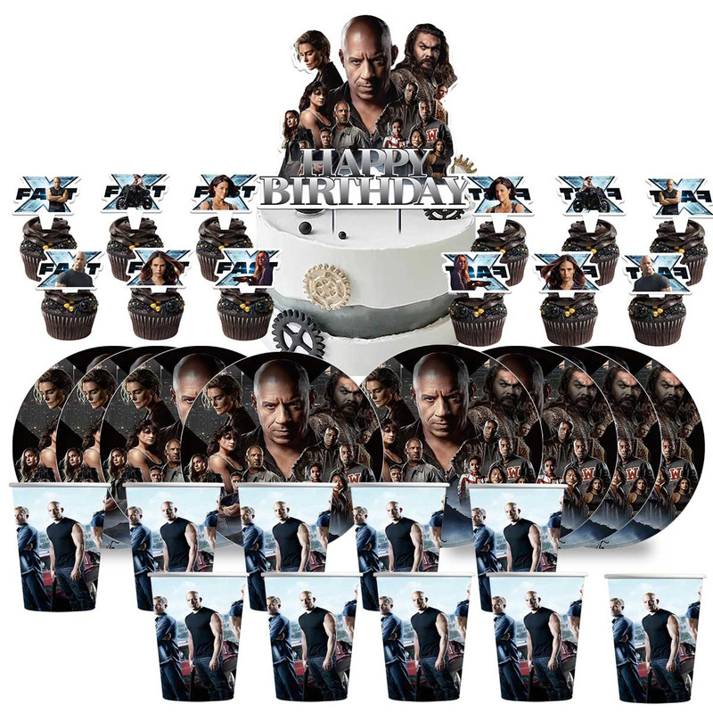 Fast and Furious Birthday Cups Party Supplies Plates Fans Decorations ...