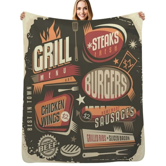 Fast food restaurant menu Flannel Blankets Soft Warm Throw Blanket ...