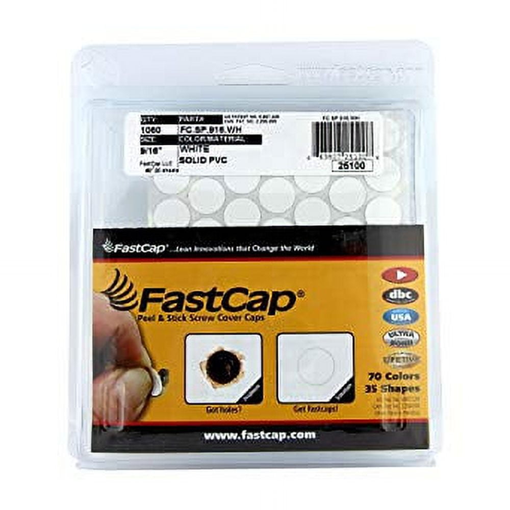 FastCap White Plastic Self Adhesive Screw Cap Covers (Box of 1060 ...