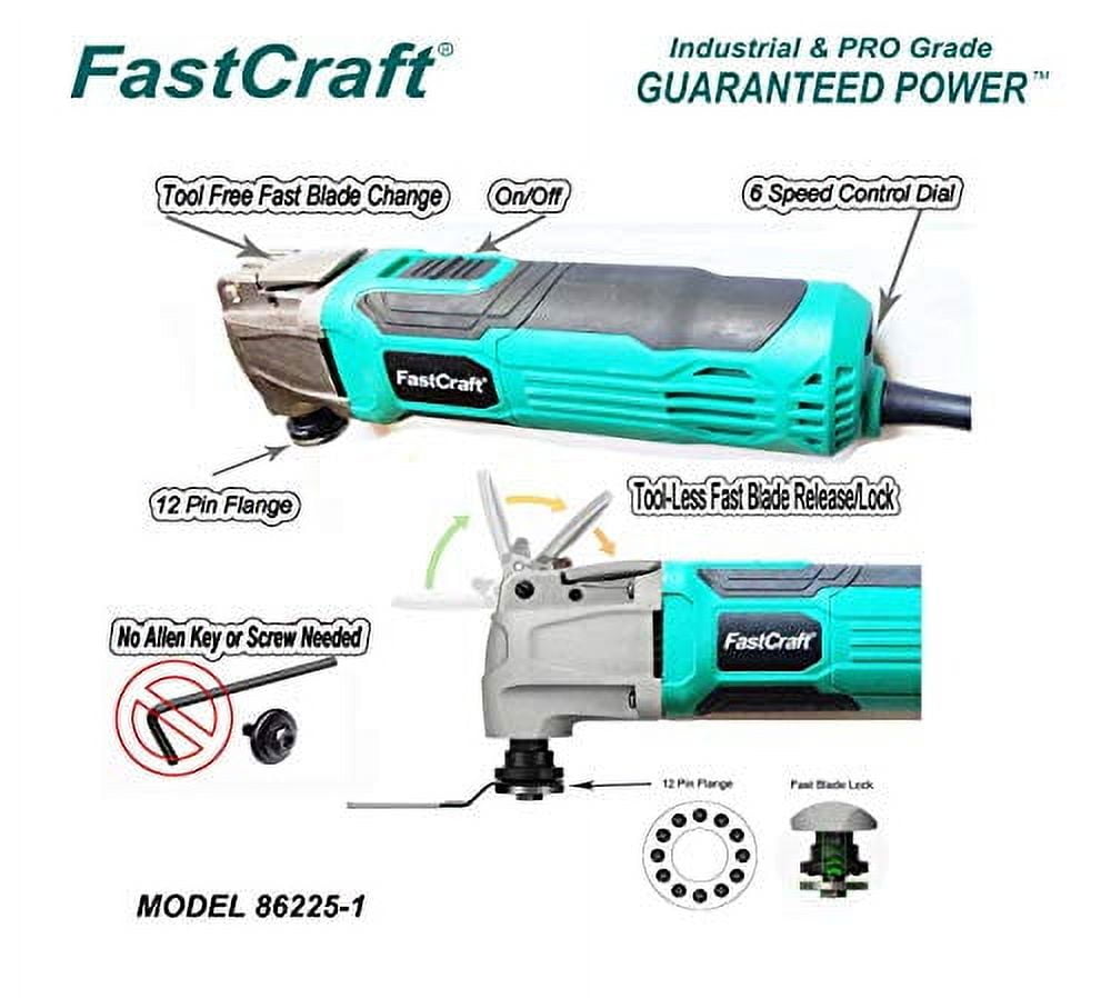 FastCraft Oscillating Tool w 3pc Saw Blades - 5.0A PEAK GUARANTEED ...