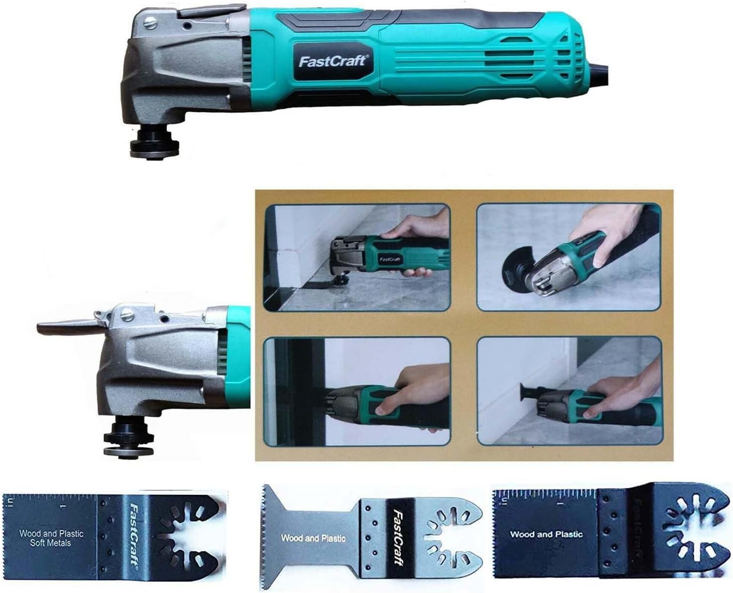 FastCraft Oscillating Tool w 3pc Saw Blades - 5.0A PEAK GUARANTEED ...