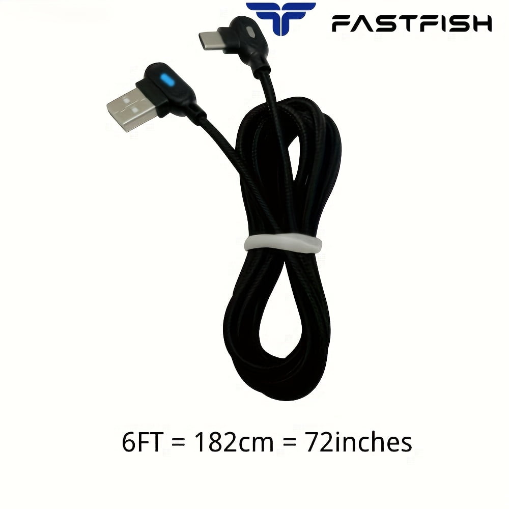 FastFish 5-Pack 6ft Right Angle USB-C Fast Charger Cable, 90-Degree ...