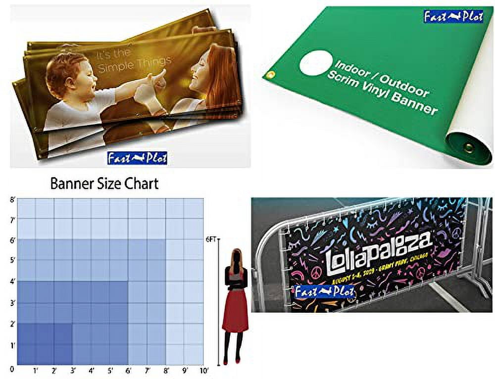 FastPlot Outdoor Scrim Vinyl Banner- Waterproof 15 mil 400g - 24inch x ...