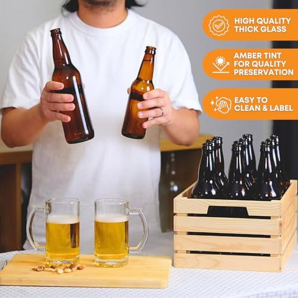 FastRack 24-Pack 12oz Amber Longneck Glass Beer Bottles - Walmart.com
