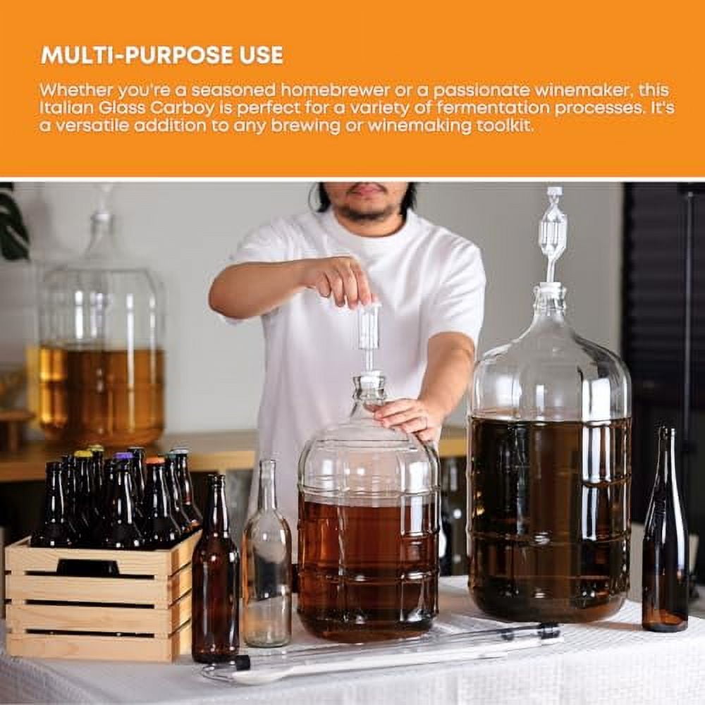 FastRack 3 Gallon Glass Carboy | Made with Italian Glass | Clear | Food ...