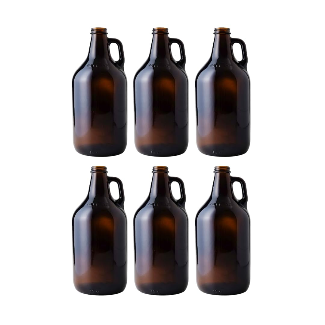 FastRack 64 oz Growler, 1/2G Glass Beer Growler, Half Gallon Jug, Amber ...