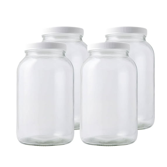 FastRack One gallon Wide Mouth Glass Jar with Lid-Set of 4 - Walmart.com