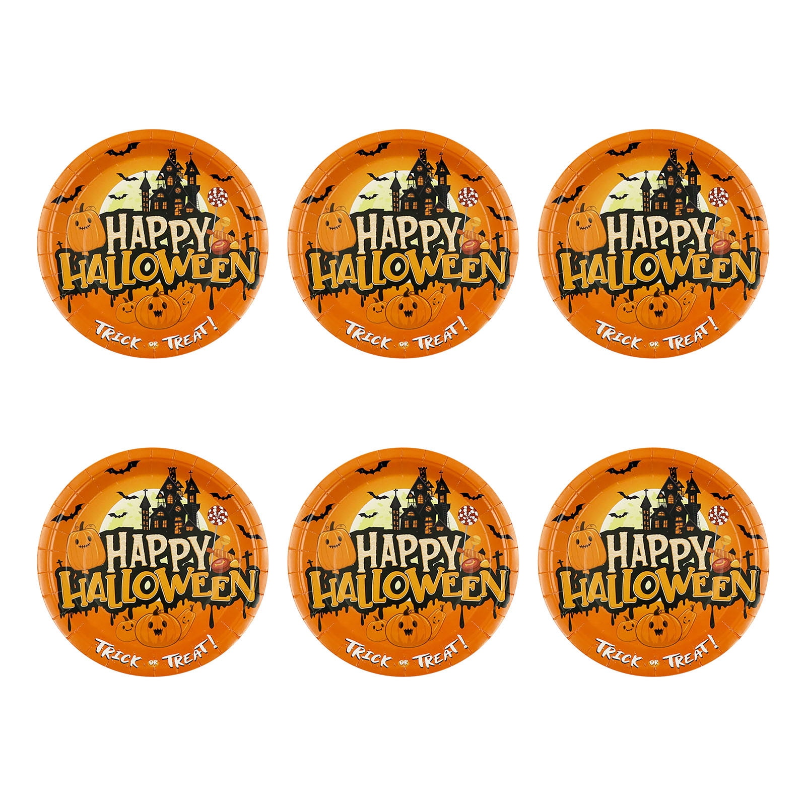 FastXmas 10 Pcs Halloween Paper Plates, 9" Disposable Orange and Black ...