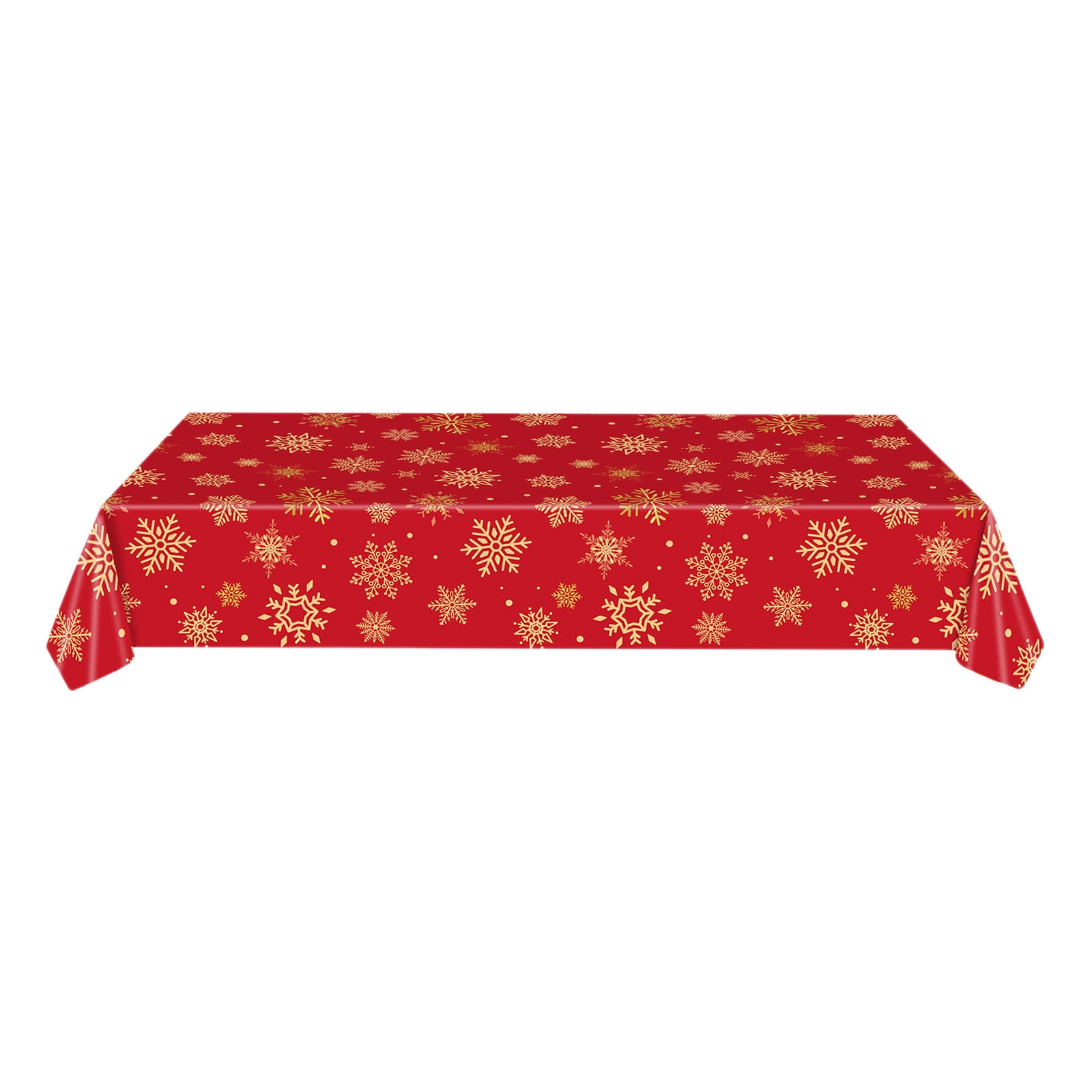 FastXmas 4.5x9 Ft Large Christmas Plastic Tablecloth with Gold ...