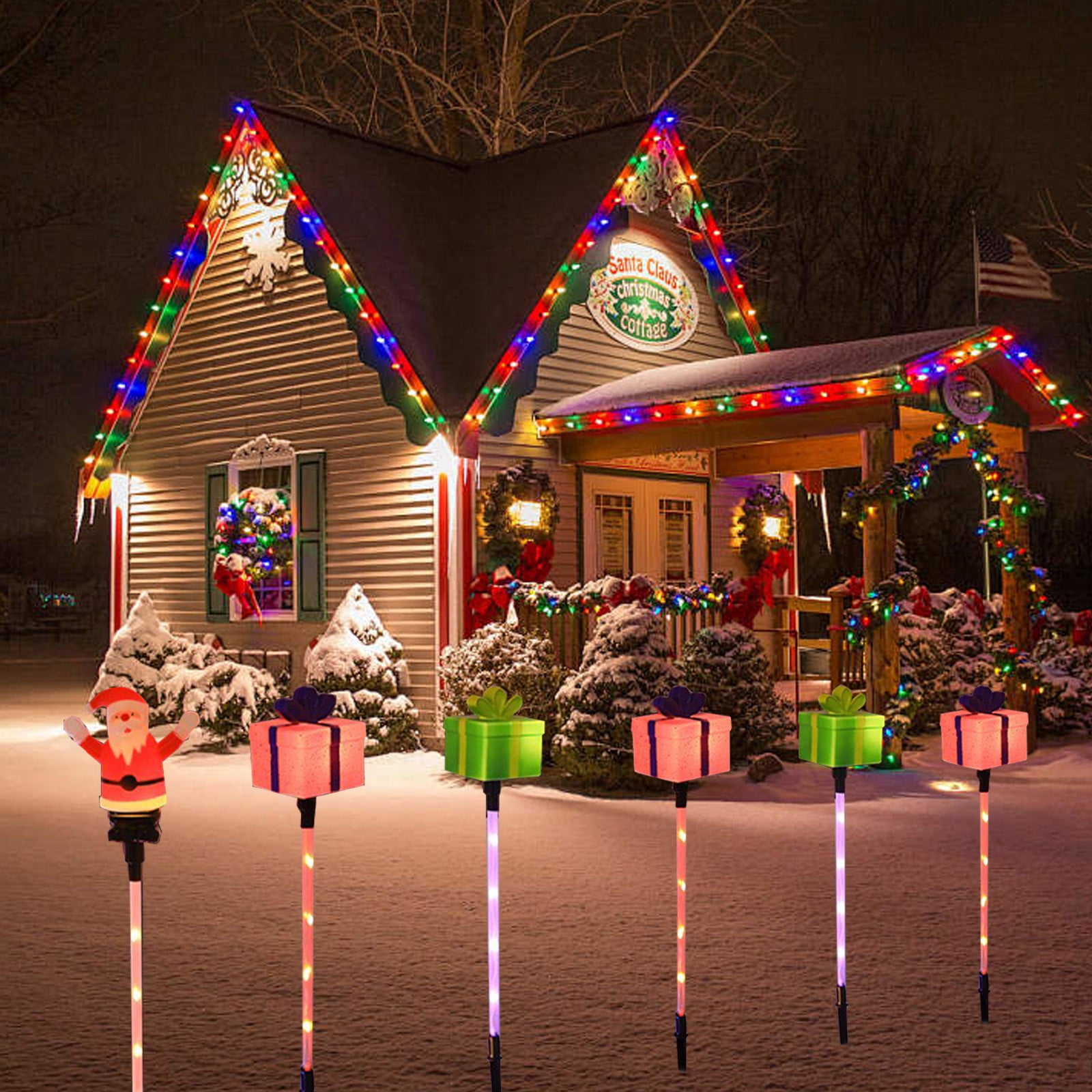 FastXmas Christmas Solar Pathway LED Lights Decoration Christmas Ground ...