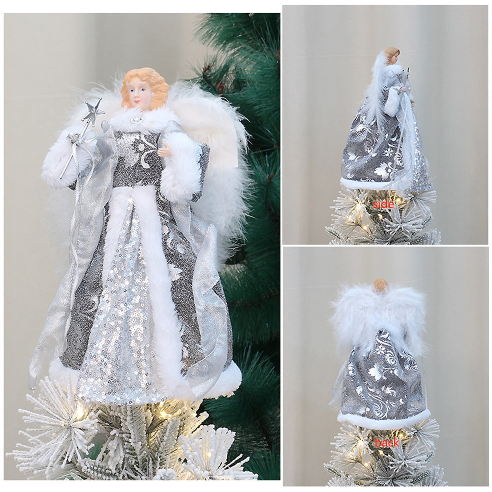 FastXmas Christmas Tree Toppers Christmas Decorations Angel in Luxury ...