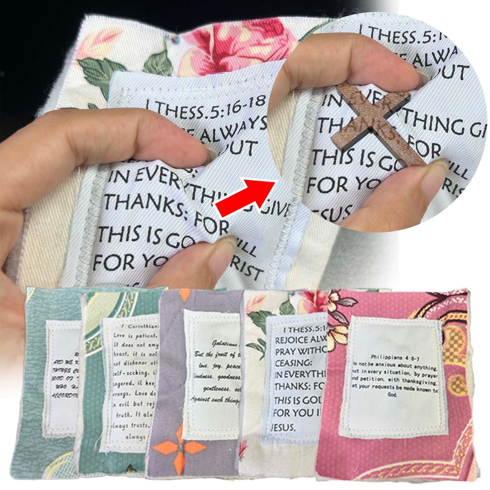 FastXmas Pocket Prayer Quilt, Prayer Quilt with Cross Inside, 3.9"x4.7 ...