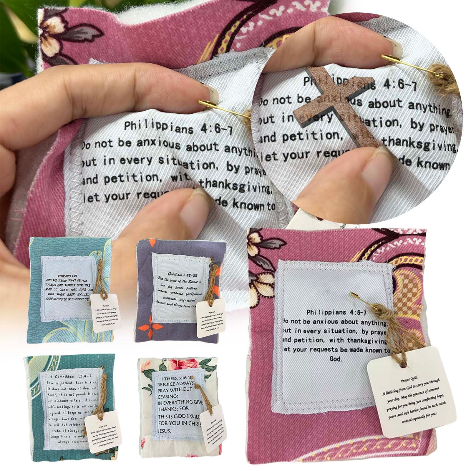 FastXmas Pocket Prayer Quilt, Prayer Quilt with Cross Inside, 3.9"x4.7 ...