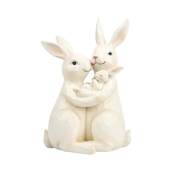 FastXmas Rabbit Family Statue Table Decoration, Resin Bunny Sculptures ...