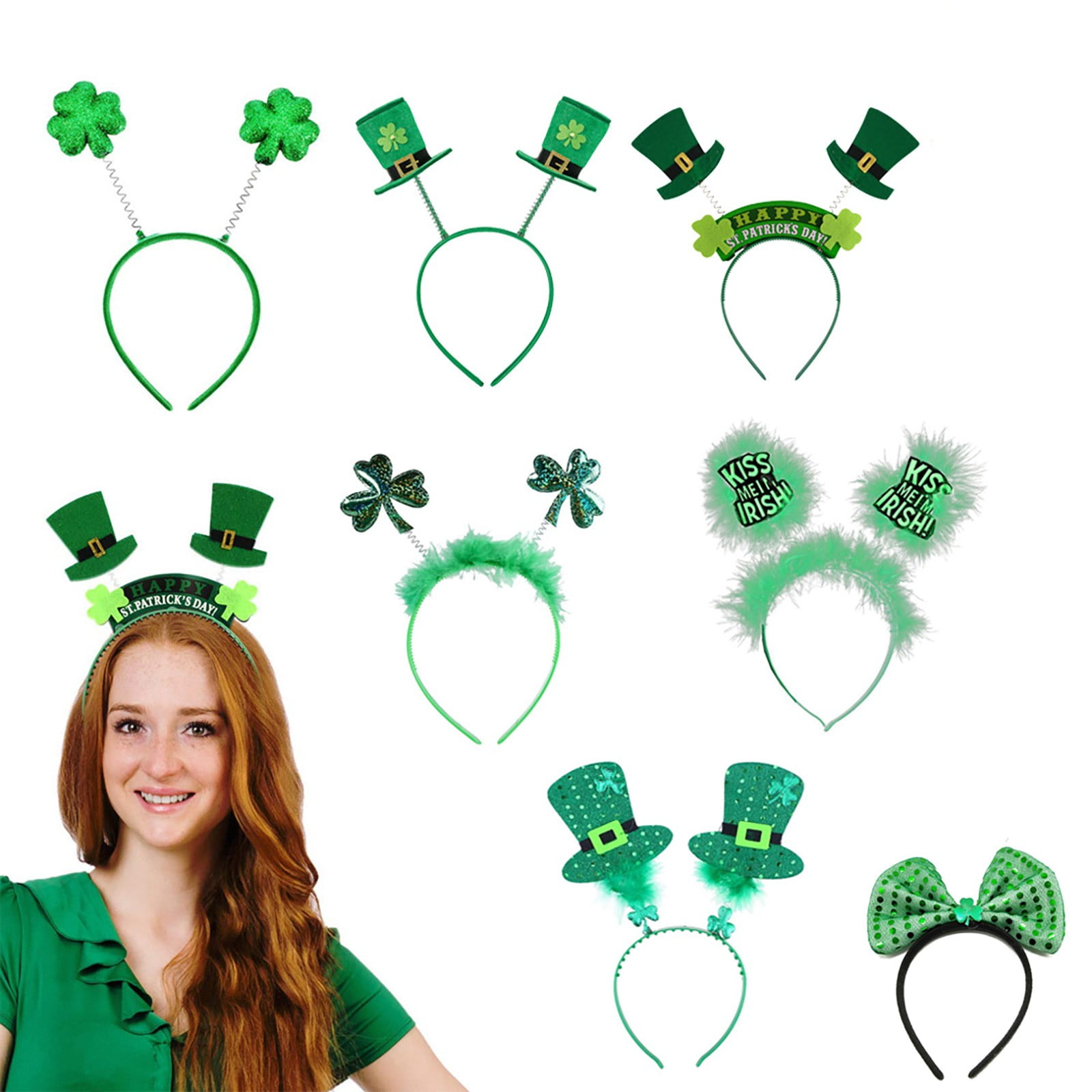 FastXmas St.Patrick's Day Lucky Headbands Green Striped Plaid Irish ...
