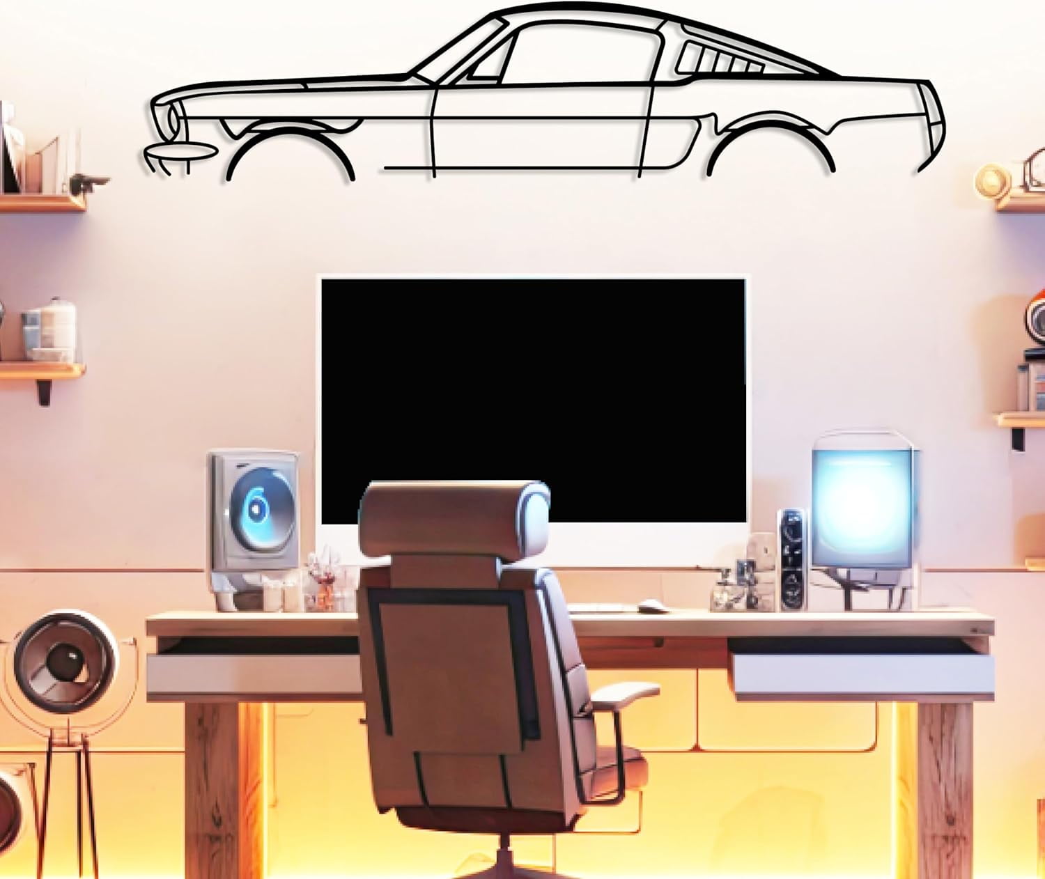 Fastback 1966 Classic Model Silhouette Metal Car Wall Art, Sports Car ...