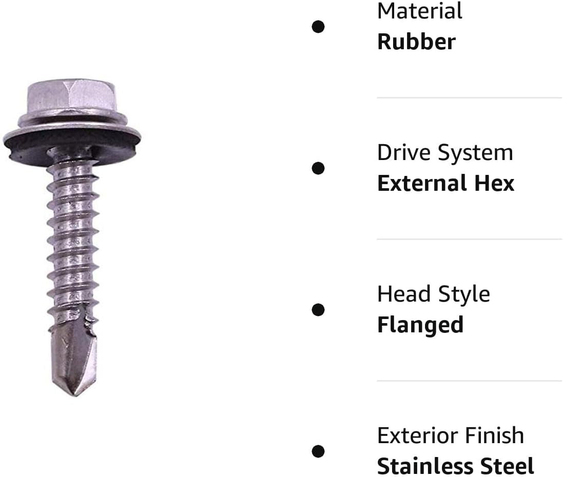 Fasteers Self Tappig Screws for Metal - #10 x 1" Hex Washer Head Self ...